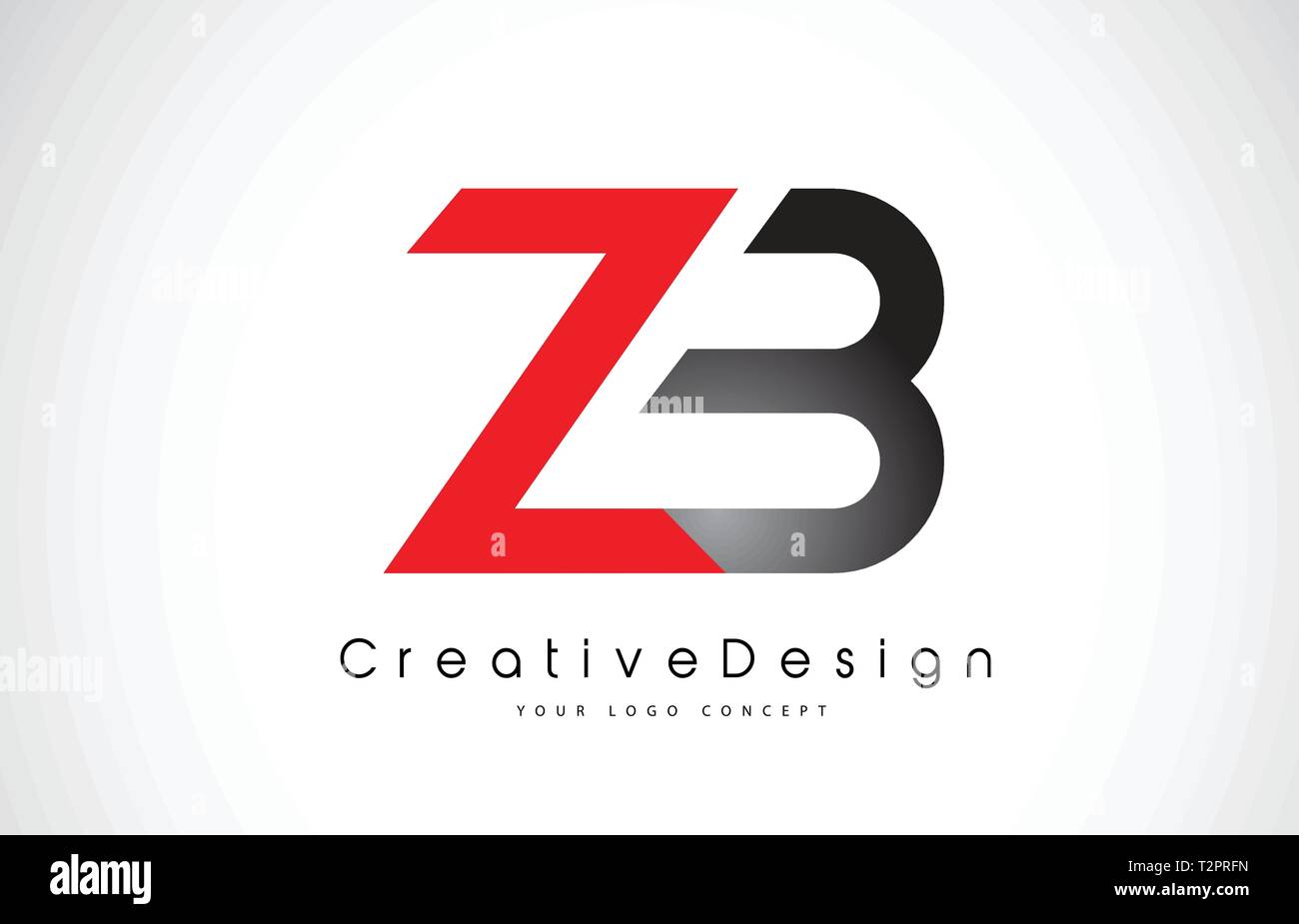 Red and Black ZB Z B Letter Logo Design in Black Colors. Creative ...