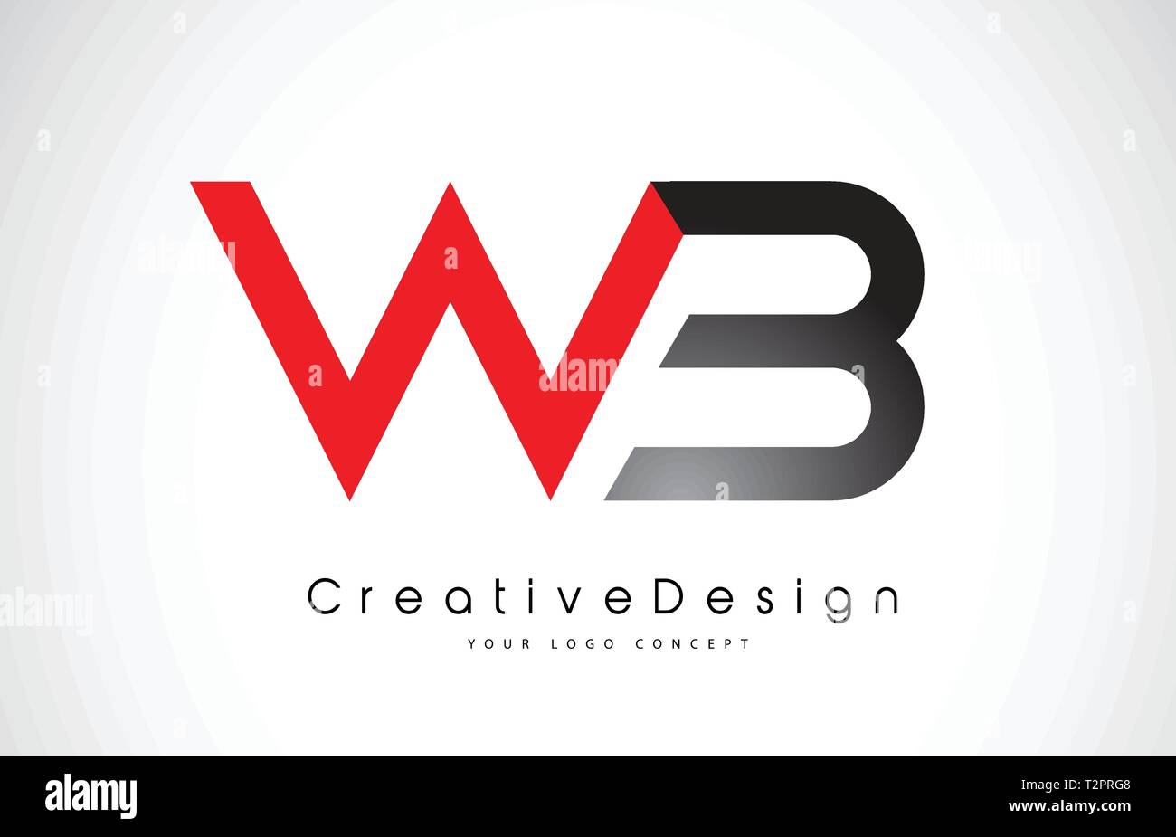 Red and Black WB W B Letter Logo Design in Black Colors. Creative ...