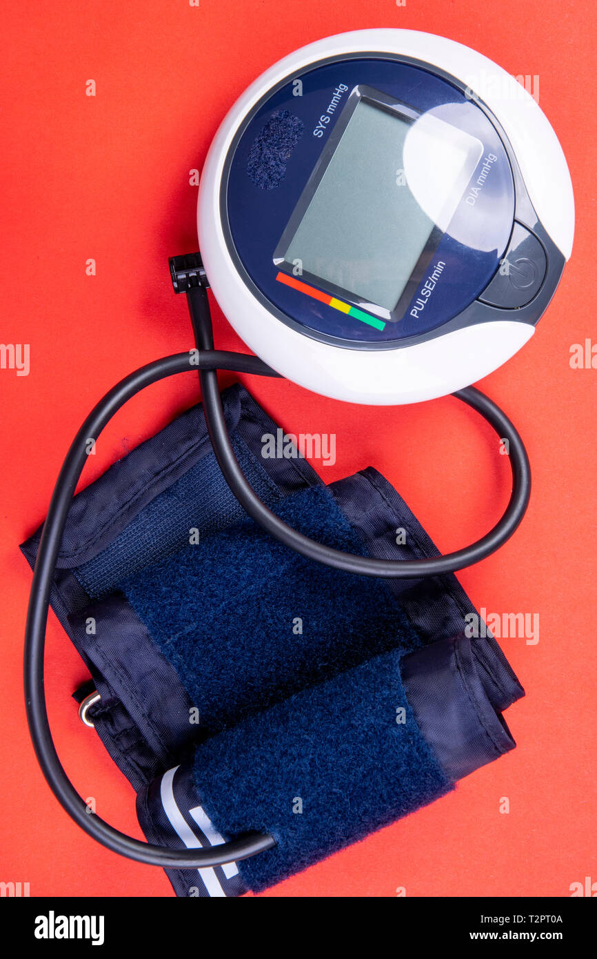 Blood pressure apparatus with blood pressure cuff Stock Photo - Alamy