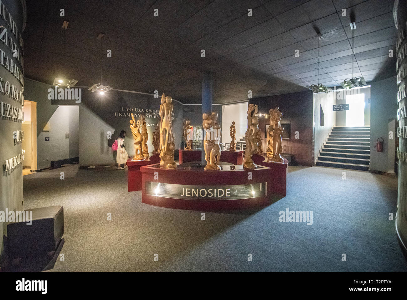 A carved wooden statue inside of the Kigali Genocide Memorial, Kigali ...