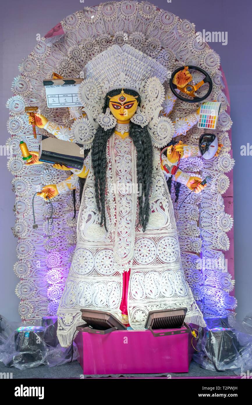 Goddess Durga as a symbol of women empowerment . The idol is seen in ...