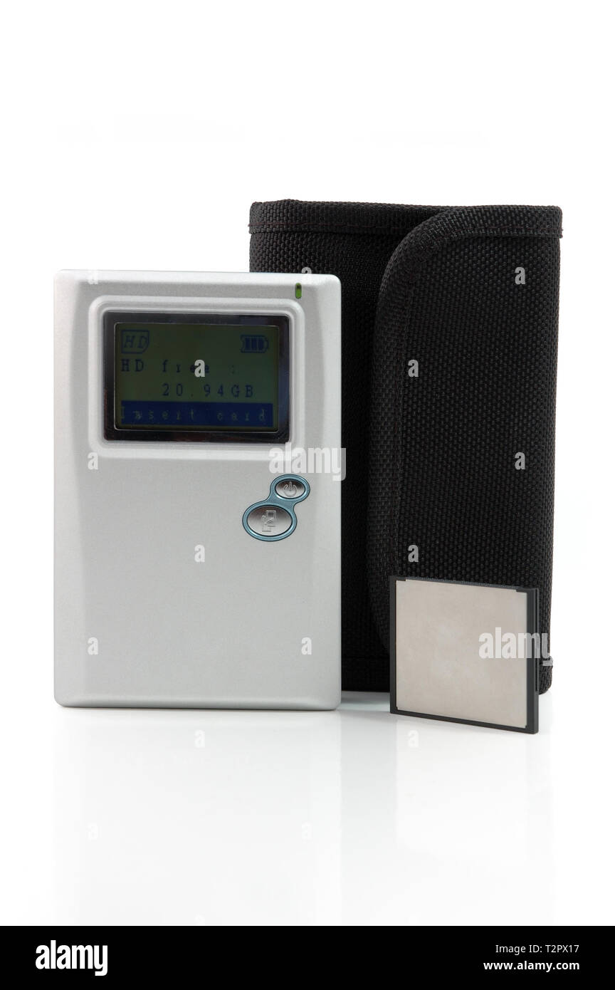 Multi-card reader with hdd data bank - isolated on white background ...