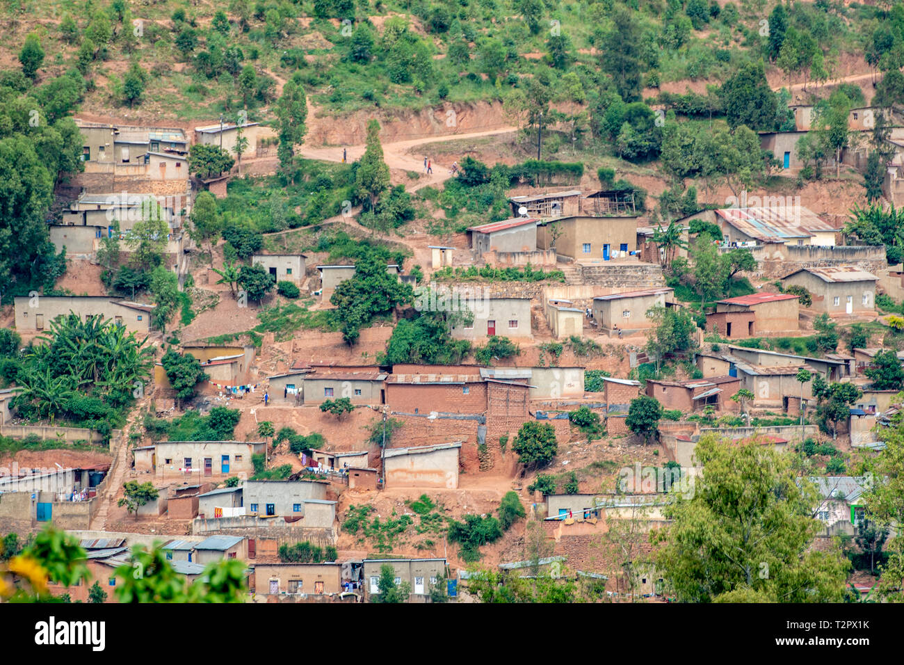 Simple houses on hillside outside of Kigali, Rwanda Stock Photo - Alamy