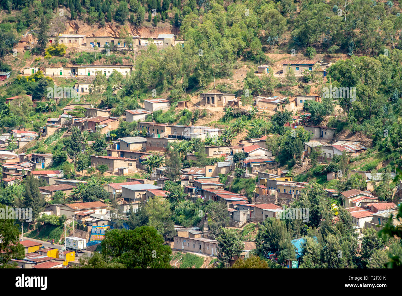 Simple houses on hillside outside of Kigali, Rwanda Stock Photo - Alamy