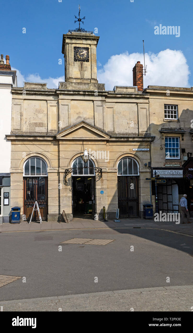 Devizes, Wiltshire, England, UK. March 2019. The old Market Hall on the ...