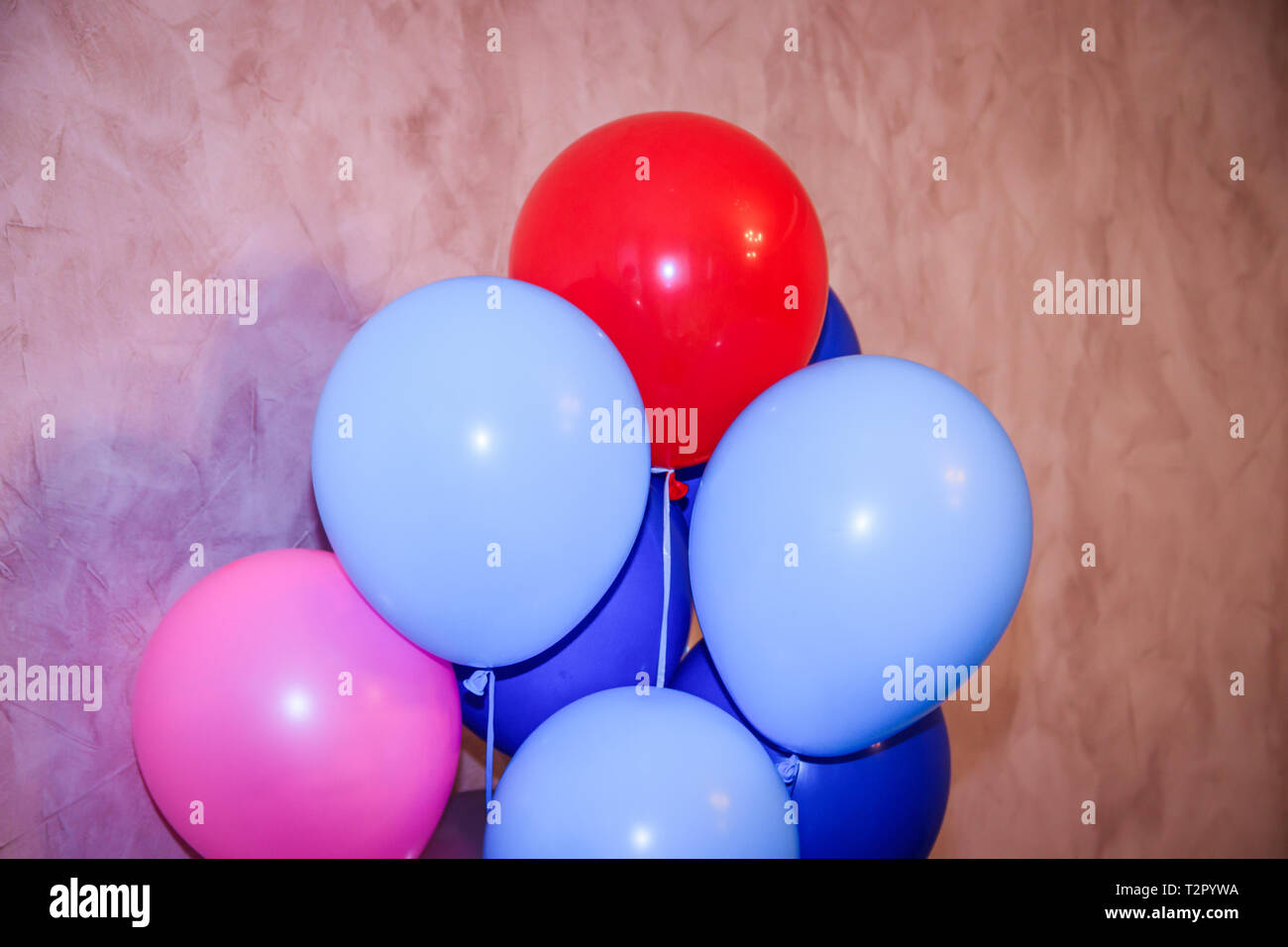 In the cafe balloons. Decoration cafe for a holiday. Festive decoration ...