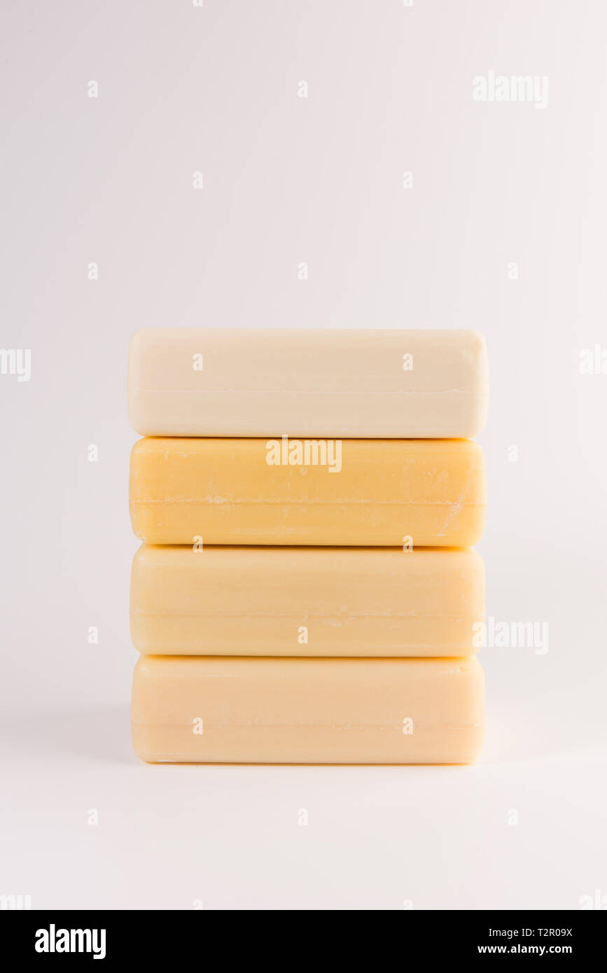 Stack of soap bars isolated on white background Stock Photo - Alamy