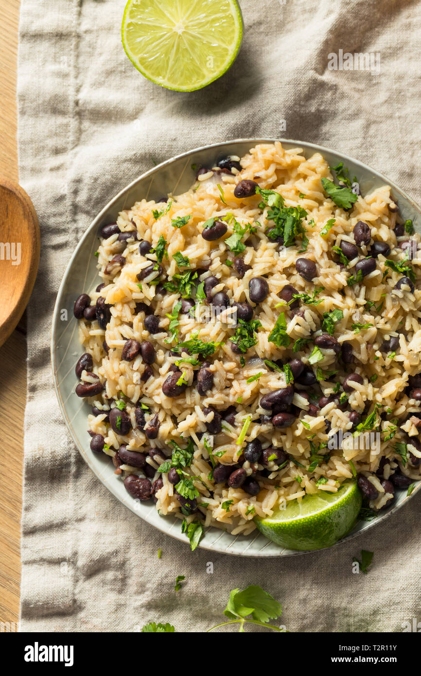 Homemade Mexican Black Beans and Rice with Cilantro Stock Photo - Alamy