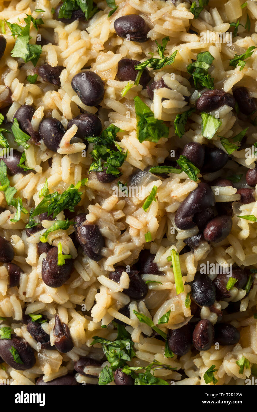 Homemade Mexican Black Beans and Rice with Cilantro Stock Photo - Alamy