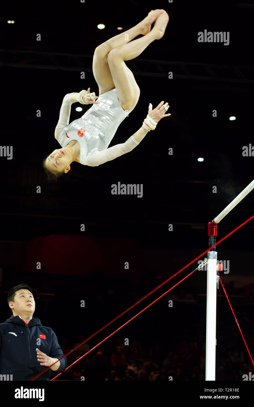 Birmingham, England, UK. 23 March, 2019. China's Jieyu Liu in action ...