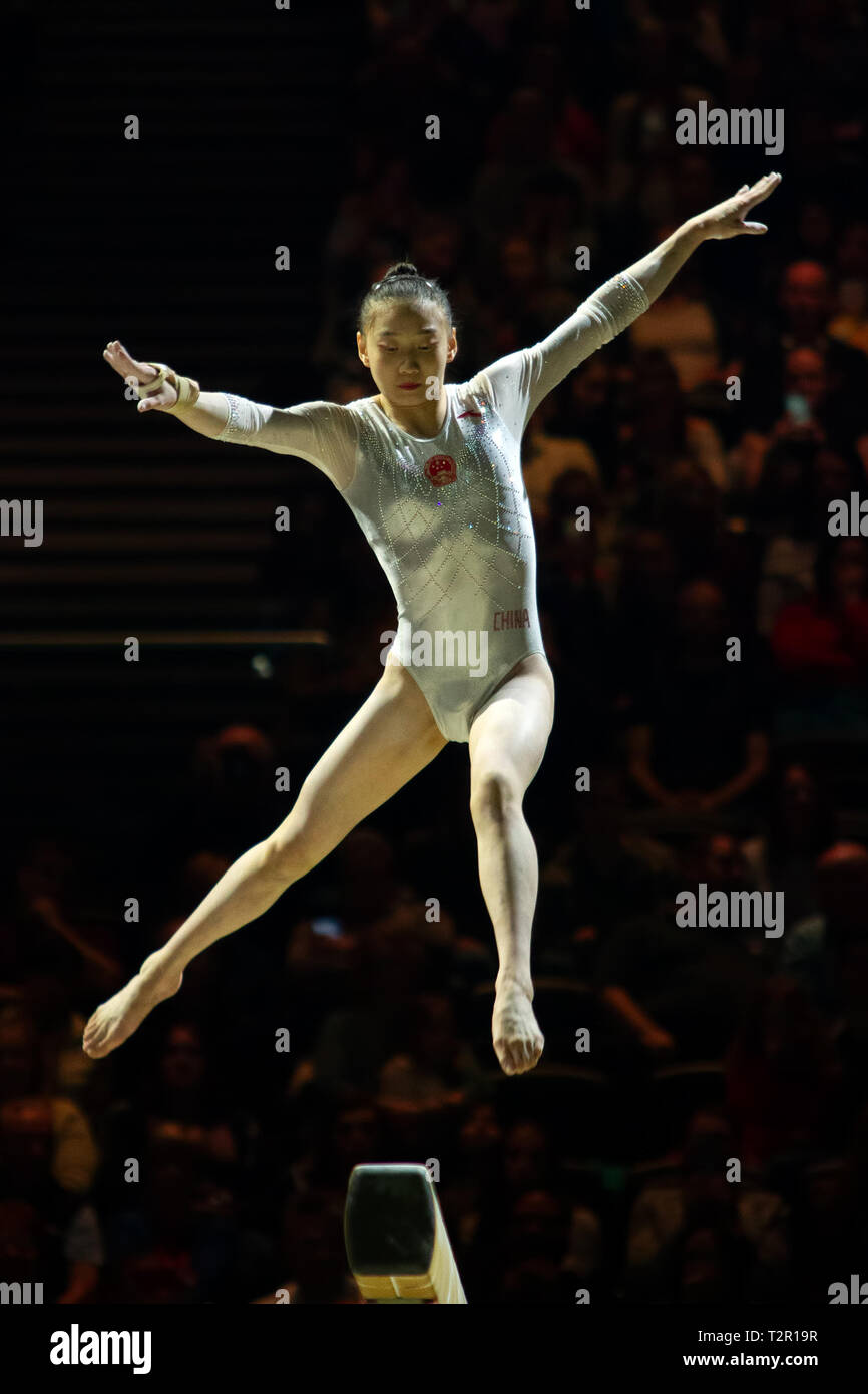 Birmingham, England, UK. 23 March, 2019. China's Jieyu Liu in action ...
