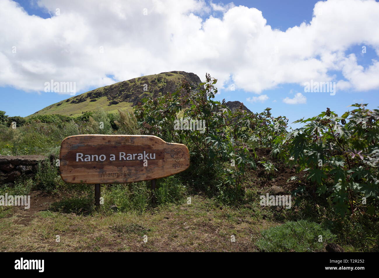 Sign "Rano Raraku" - Easter Island Stock Photo - Alamy