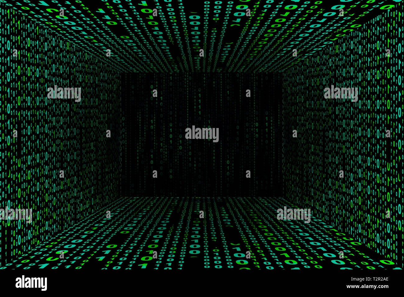 illustration of binary code, cyber reality room Stock Photo - Alamy