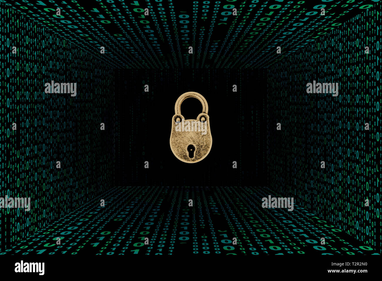 illustration of binary code, cyber reality room, protected information ...