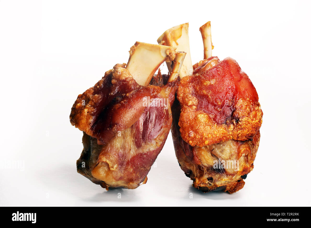 Roasted pork knuckle. Ham and bacon are popular foods in the west ...