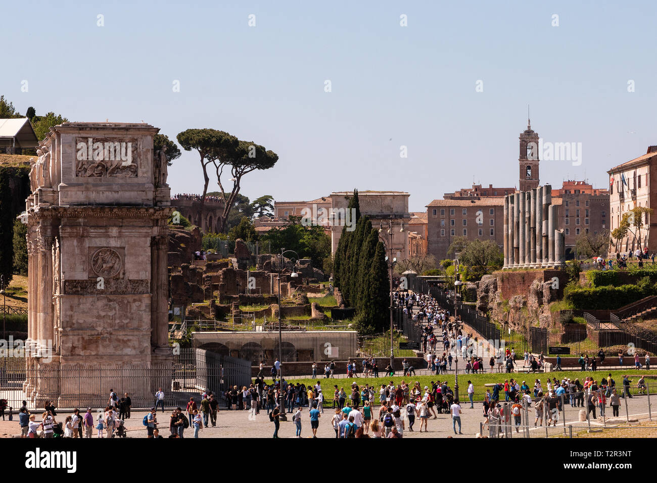 Entrance to the Forum Romanum in Rome. The Arch of Constantine to the ...