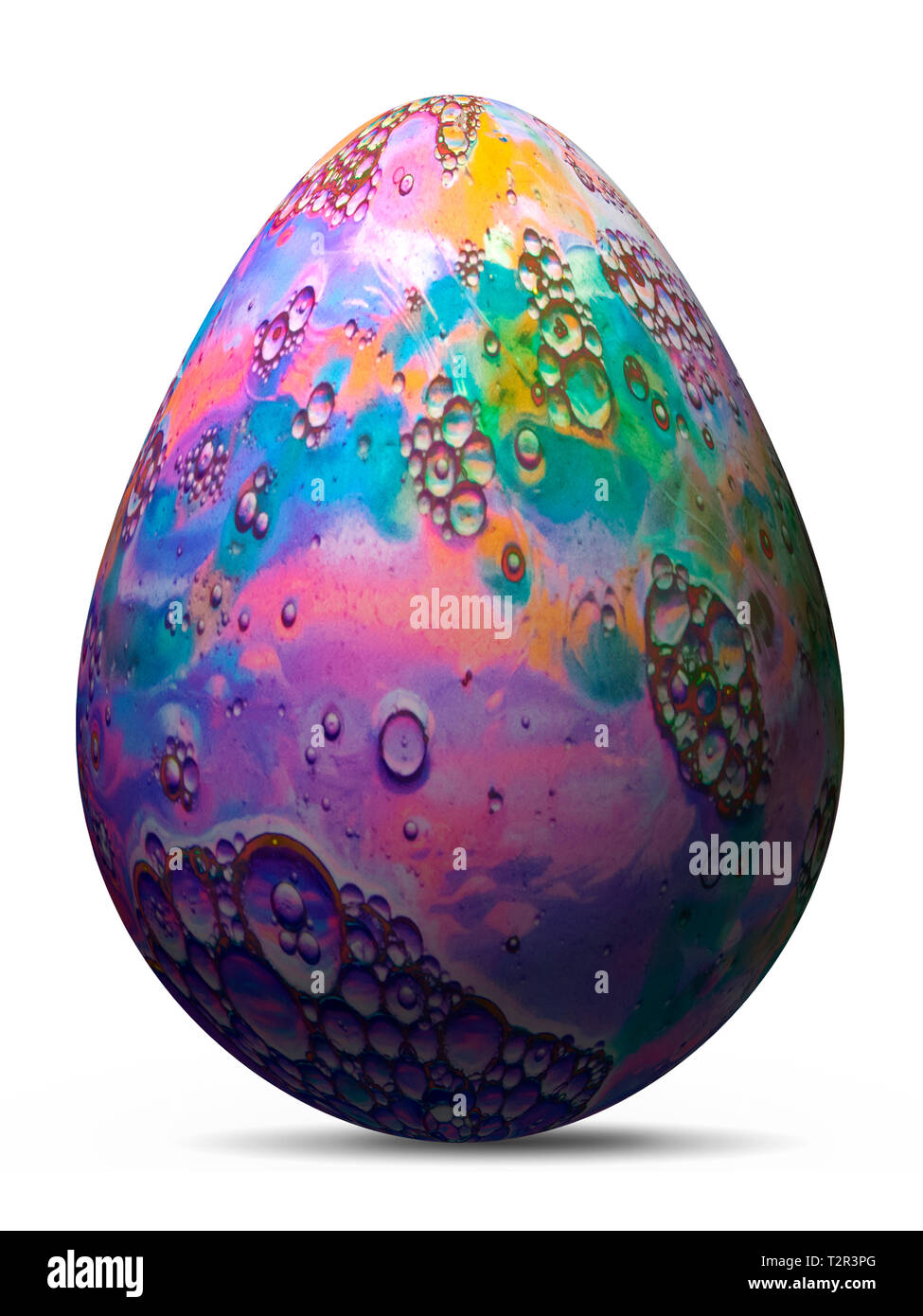 Colorful ingenious painted egg with watercolor imitation, 3D render ...