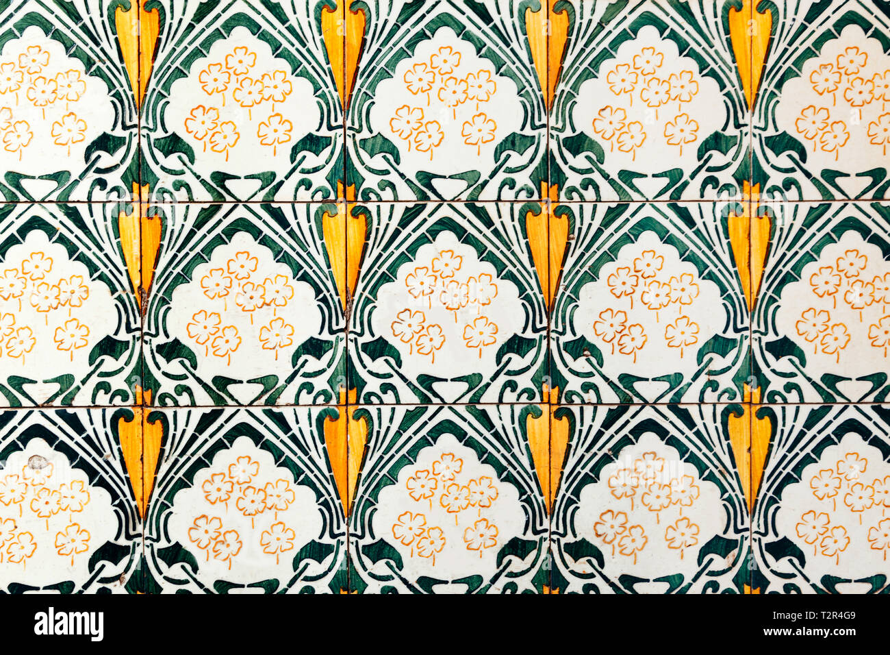 Vintage dutch tile with old pattern. Tiled wall with a colorful bright ...