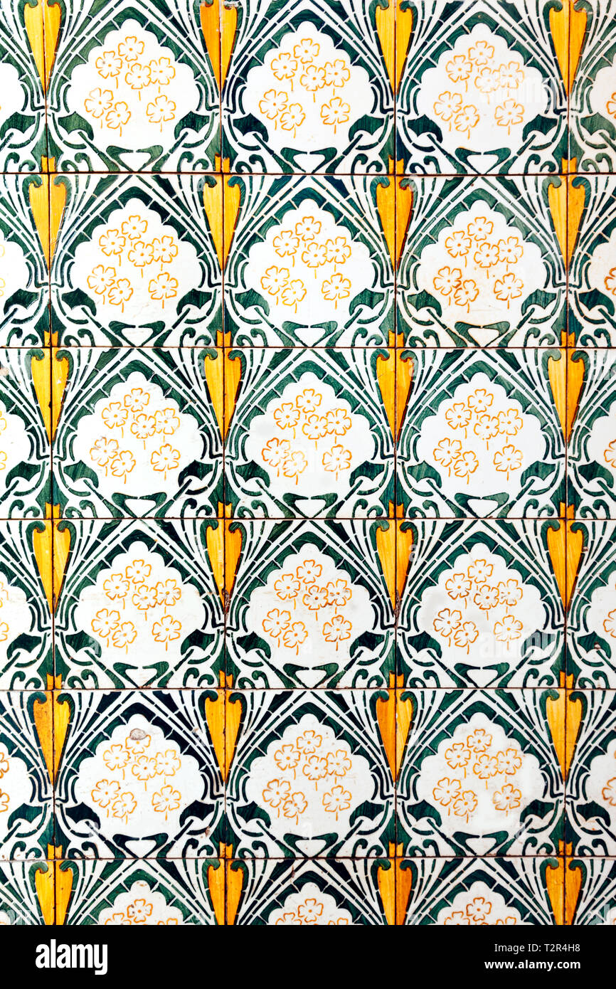 Vintage dutch tile with old pattern. Tiled wall with a colorful bright ...