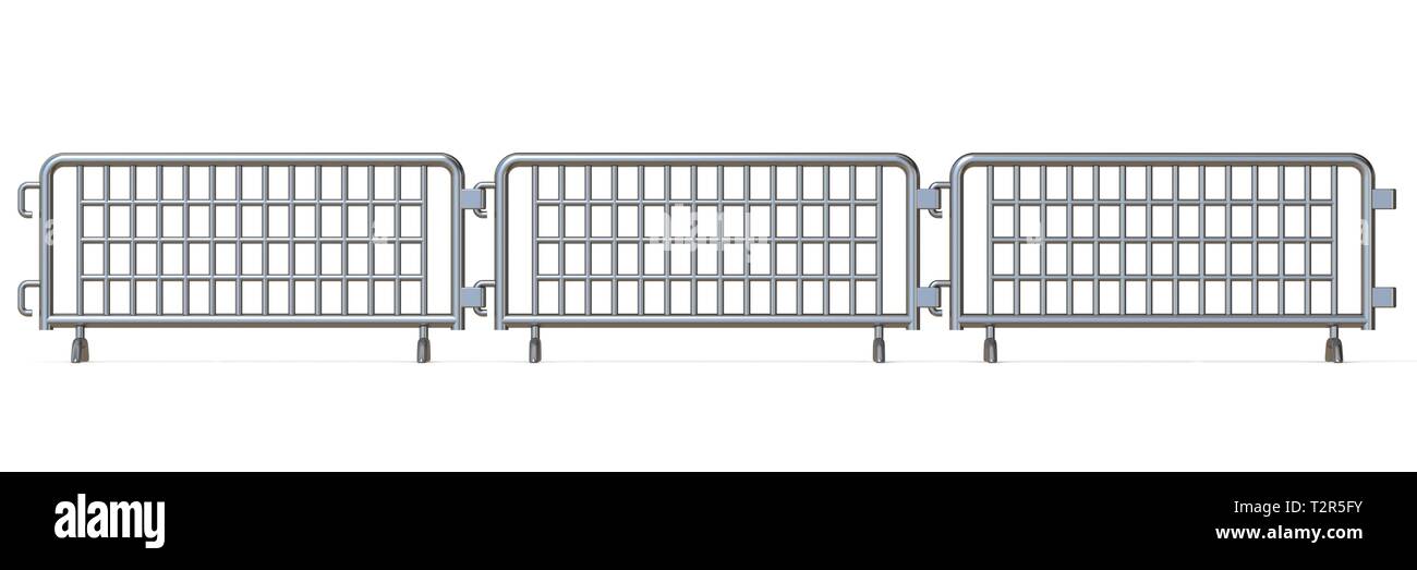 Steel barricades Front view 3D render illustration isolated on white ...