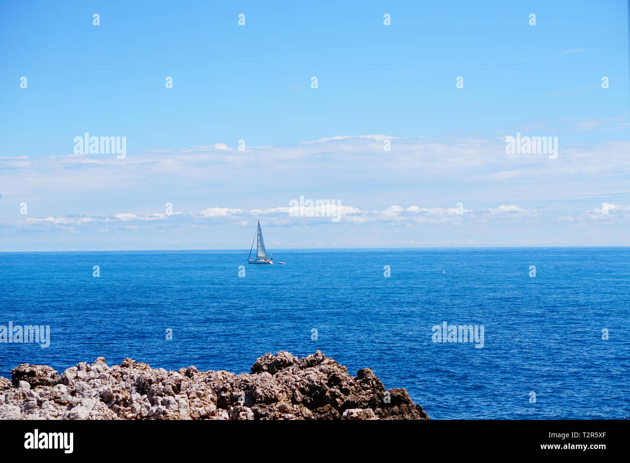 Nice, France. 15 May, 2018. A sailing ship on the Mediterranean Sea ...