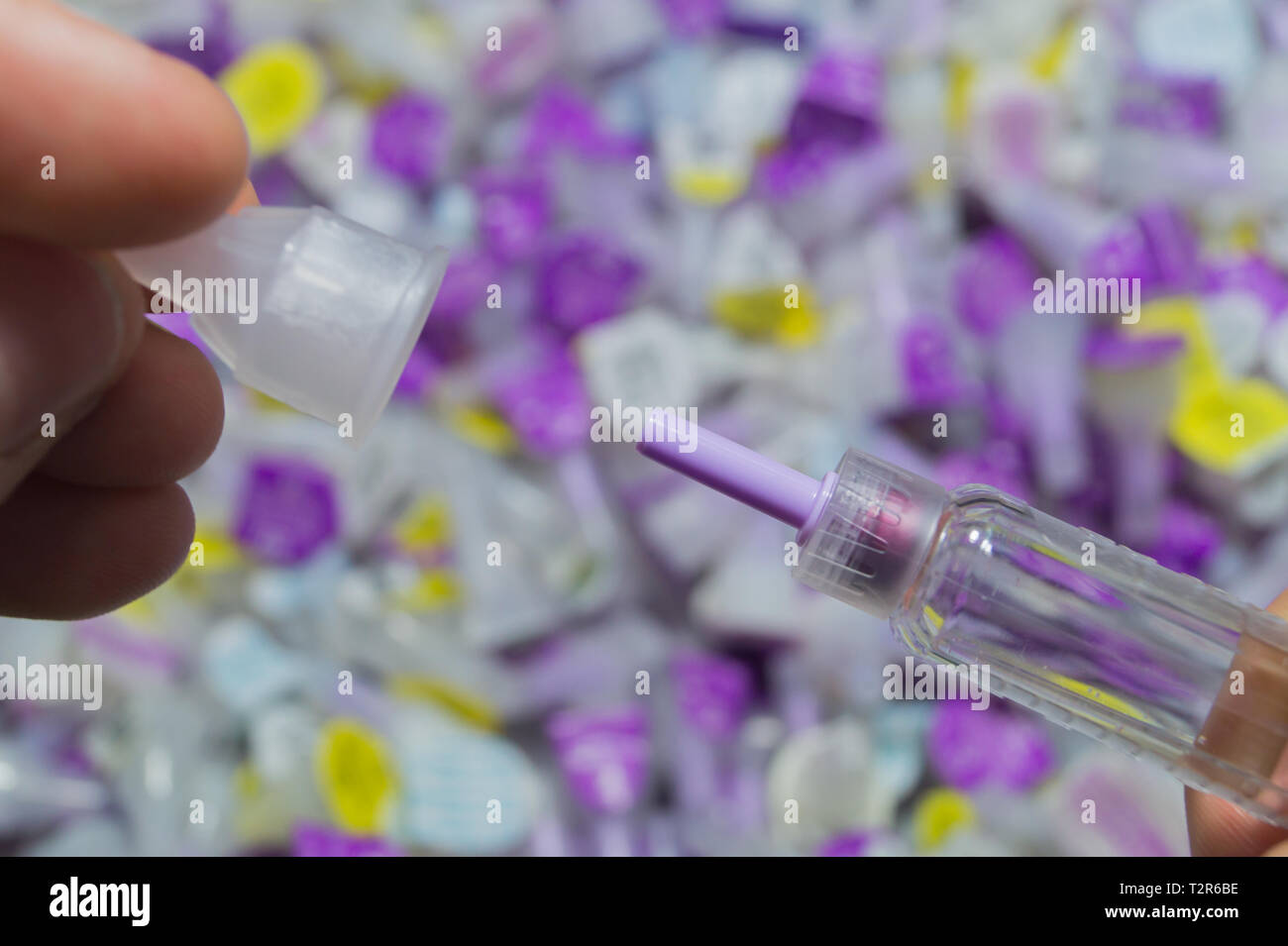 Diabetes insulin syringe with needle closeup Stock Photo - Alamy