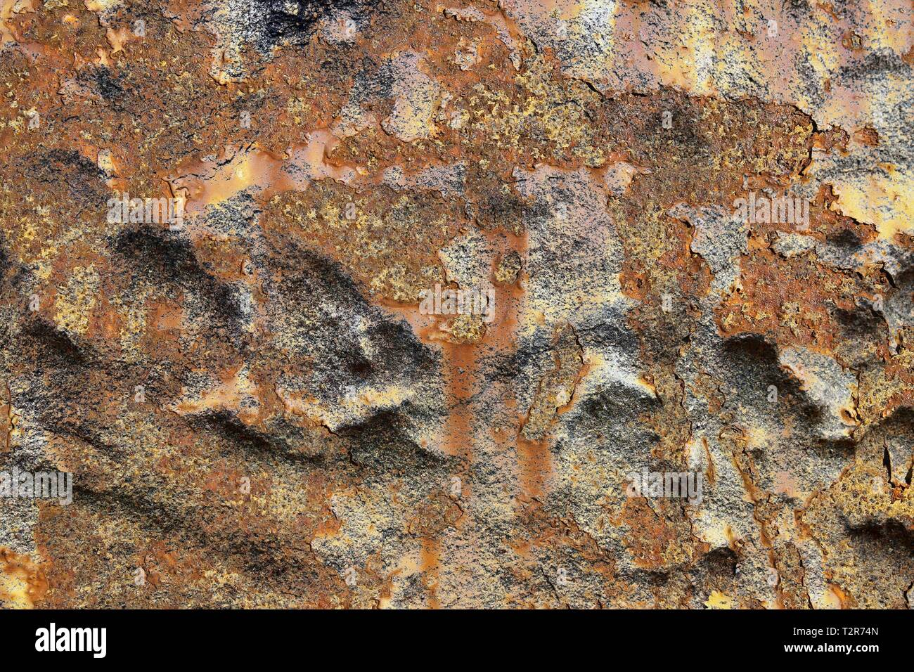 Close up detailed surface of rust and granite materials at different ...