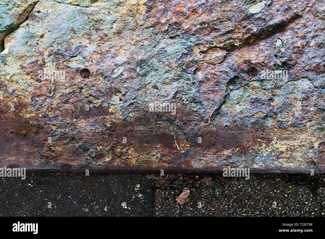 Close up detailed surface of rust and granite materials at different ...