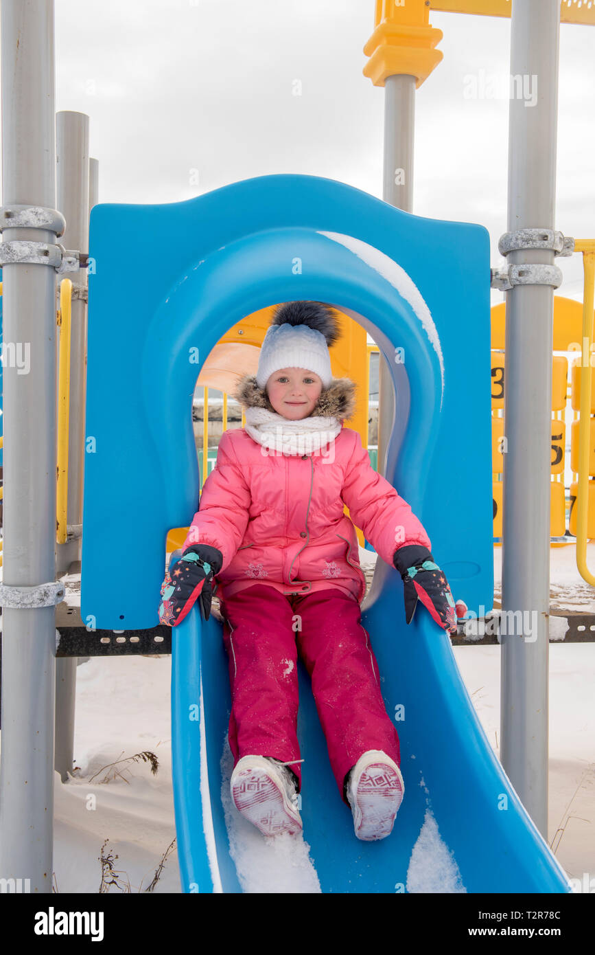 Child Sliding On Snow High Resolution Stock Photography and Images - Alamy