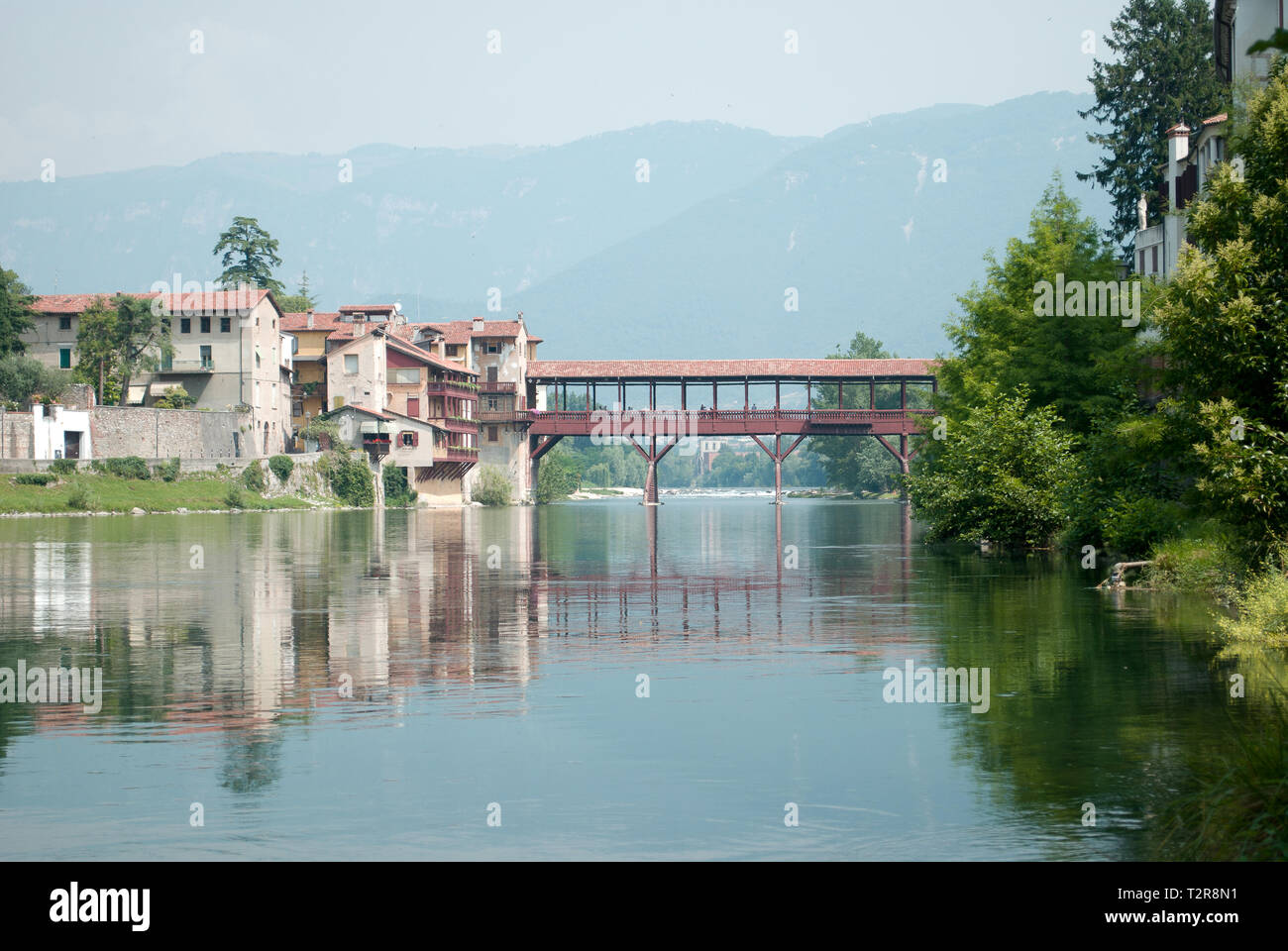 the famous bridge of the town of Bassano del Grappa in northern Italy ...