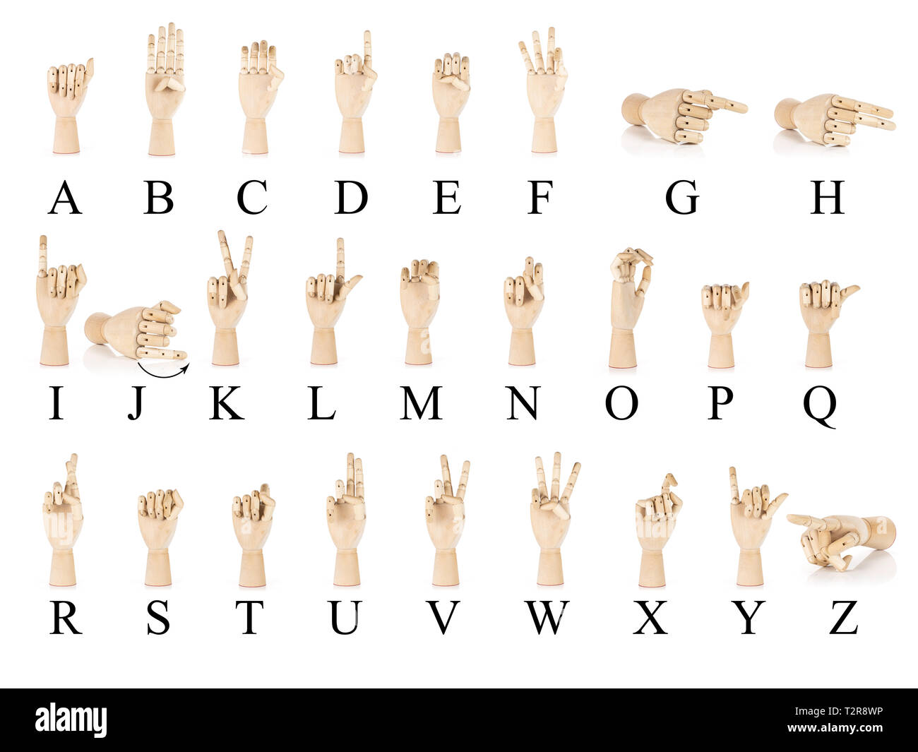 Alphabeth collage. deaf sign language isolated on white background ...