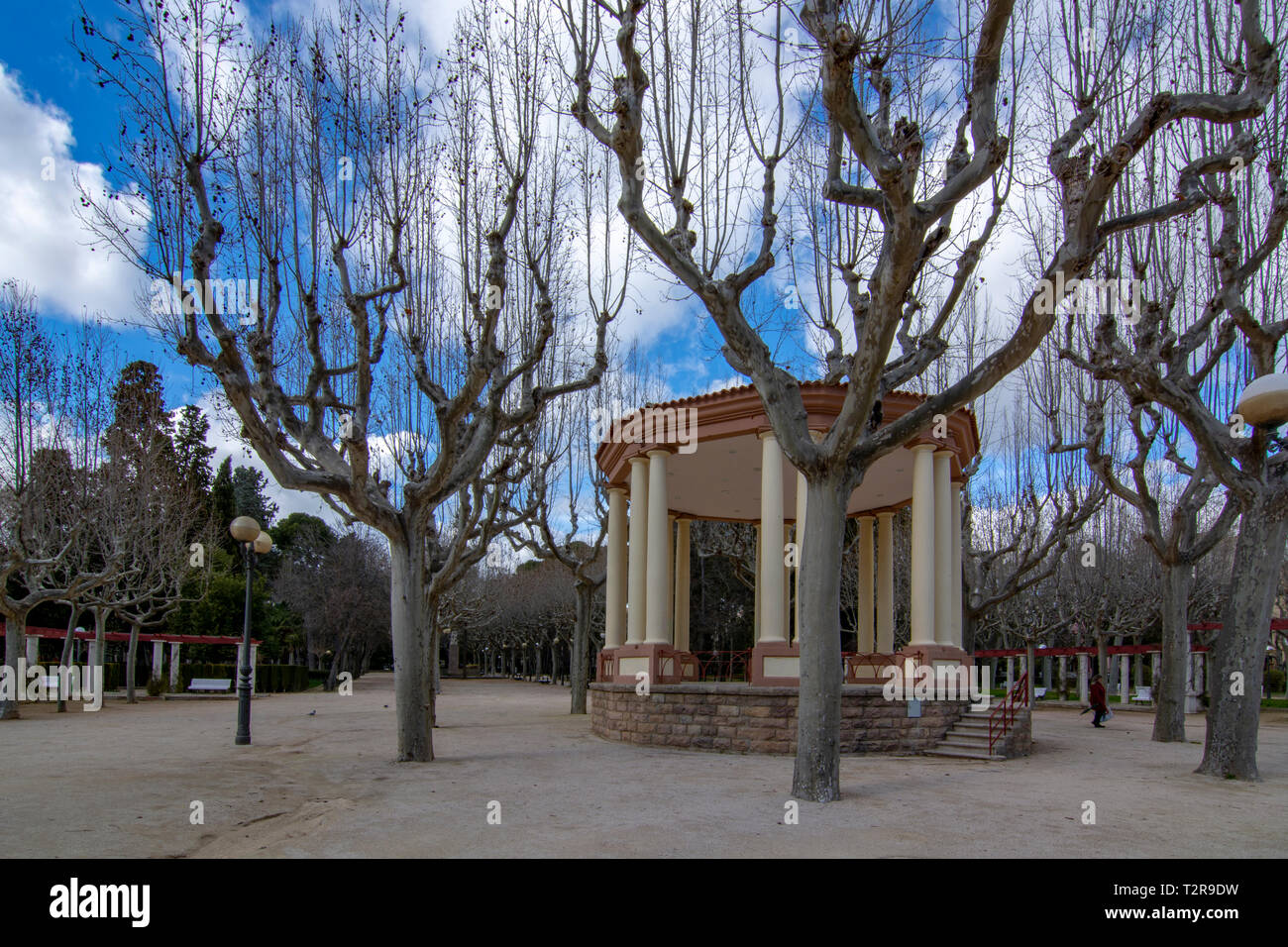 Huesca, Spain; March 2017: view of a part of the Miguel Servet Park ...