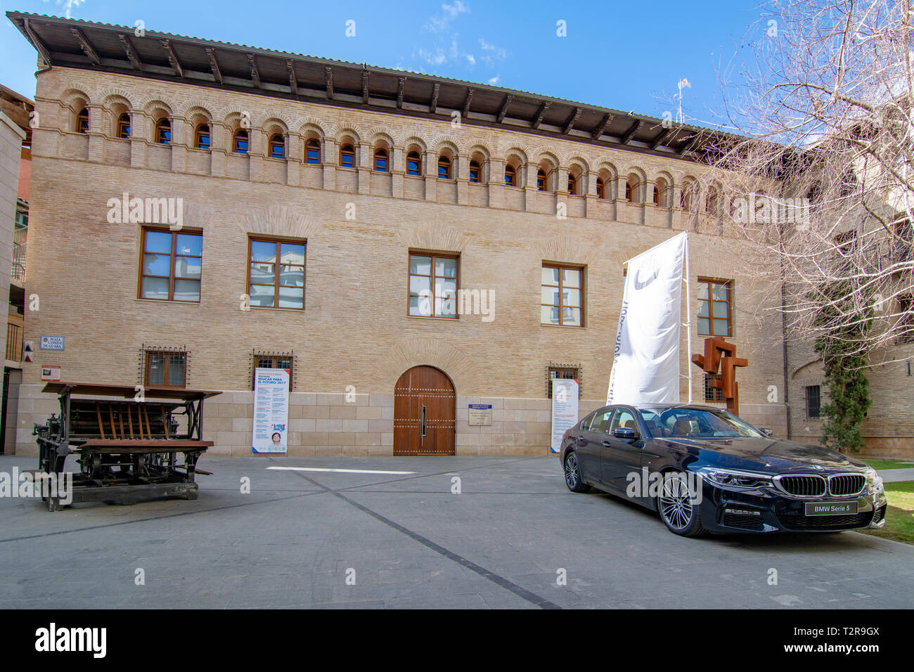Huesca, Spain; March 2017: view of the Villahermosa Palace which houses ...