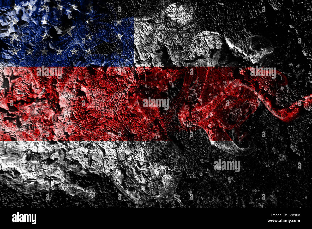 Brazil states - Amazonas smoky mystical flag on the old dirty wall ...