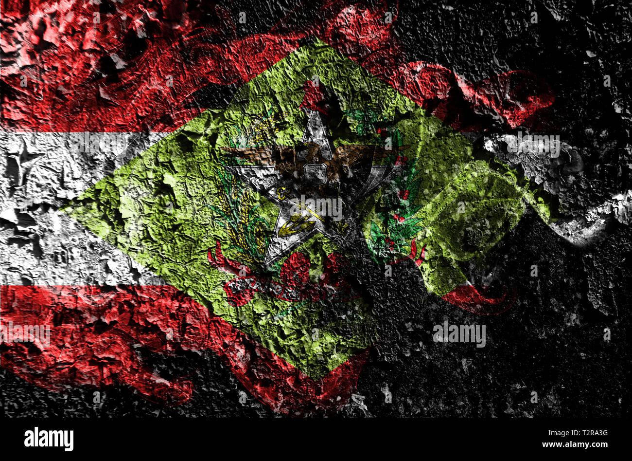 Brazil states - Santa Catarina smoky mystical flag on the old dirty ...