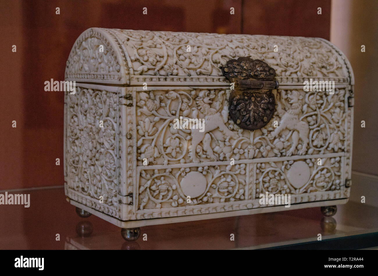 Carved casket. Made out of wood and ivory. Sri Lanka. Kandyan Period ...