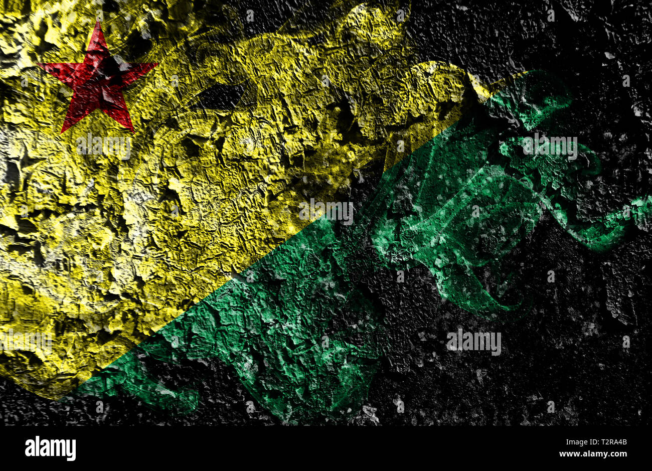 Brazil states Acre smoky mystical flag on the old dirty wall background ...