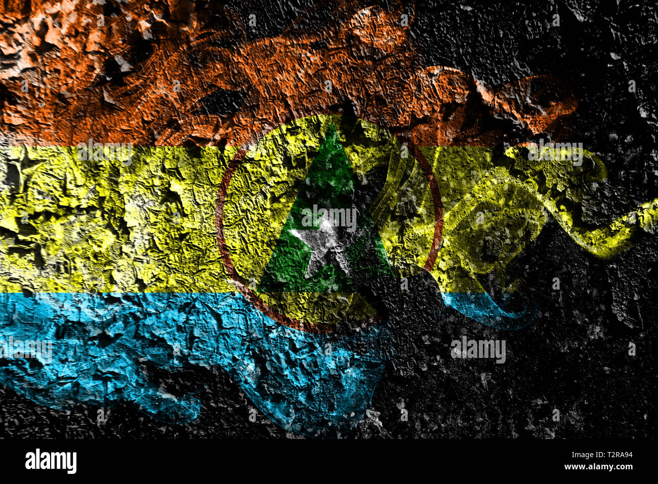 Cabinda smoky mystical flag on the old dirty wall background Stock ...