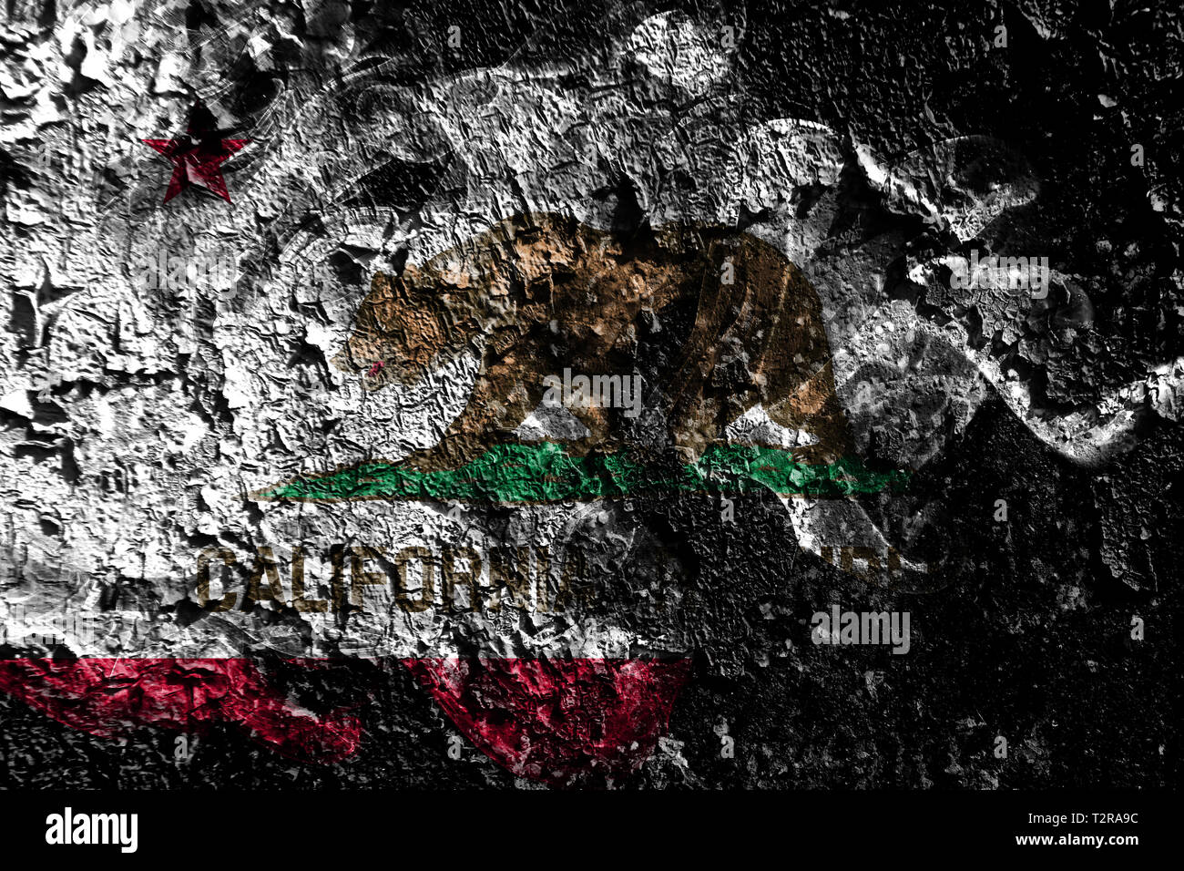 California smoky mystical flag on the old dirty wall background Stock ...