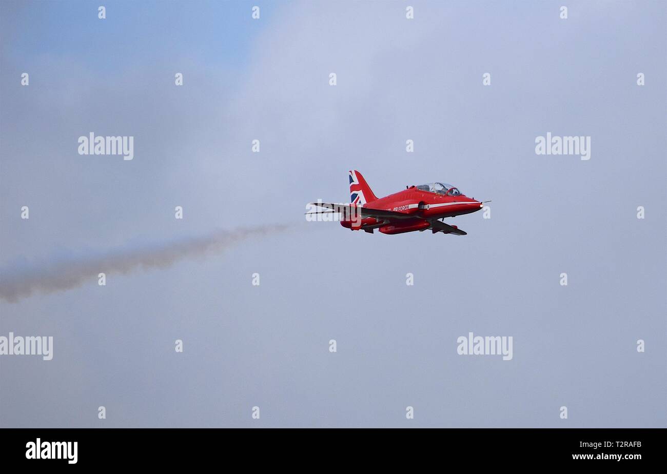 Red Arrows aerobatic display 170817 Stock Photo - Alamy