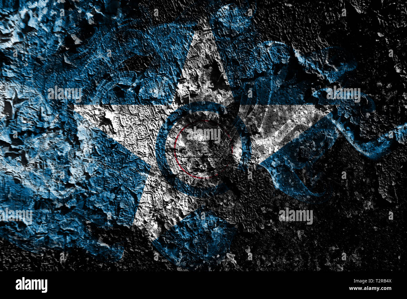 Houston, Texas smoky mystical flag on the old dirty wall background ...