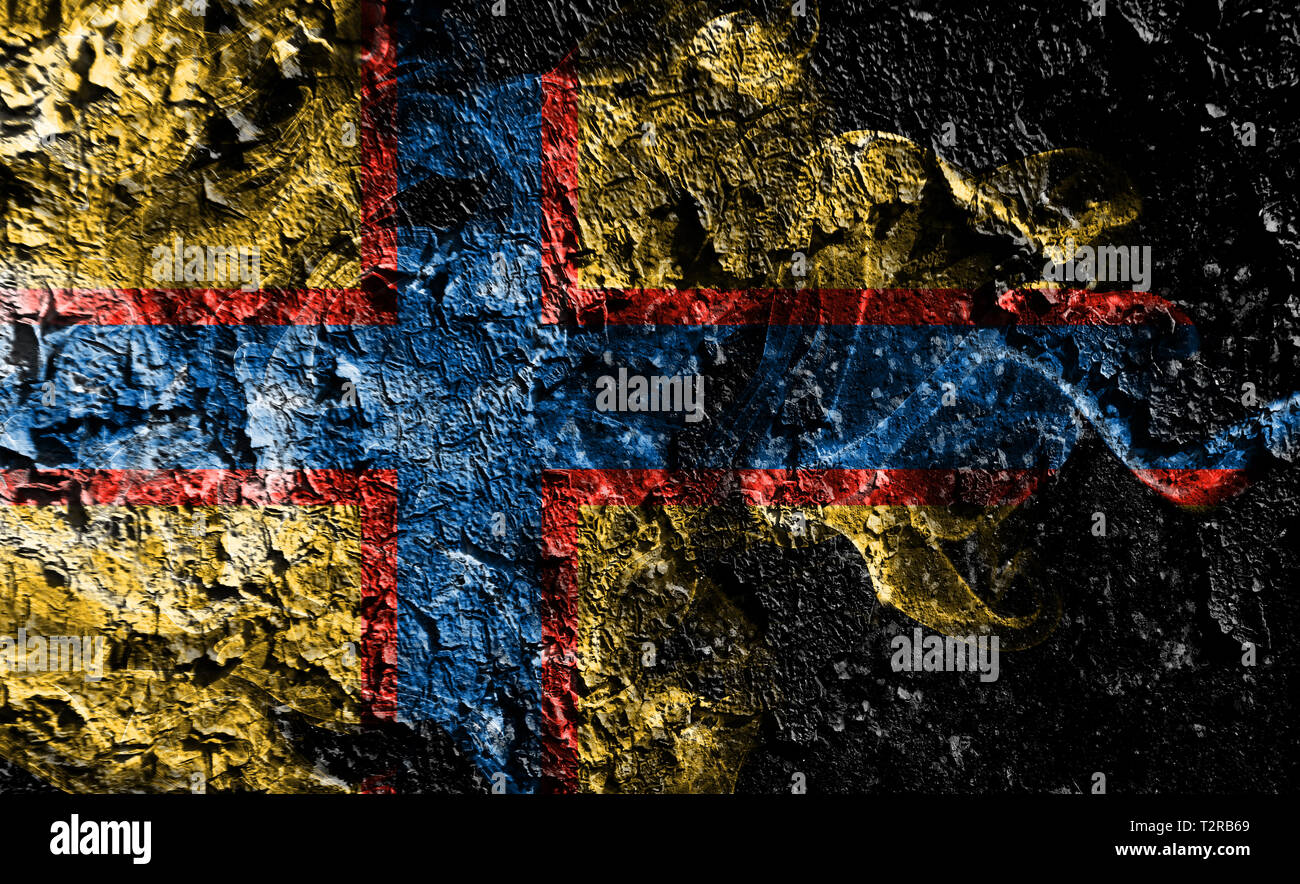 Ingrian people smoky mystical flag on the old dirty wall background ...