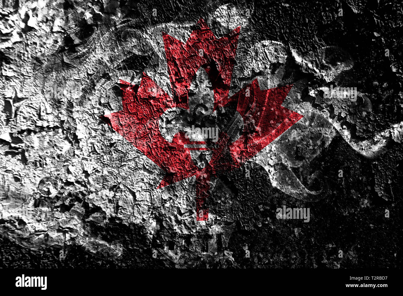 Little Canada, Minnesota smoky mystical flag on the old dirty wall ...