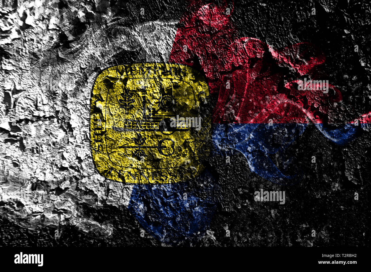 Memphis, Tennessee smoky mystical flag on the old dirty wall background ...