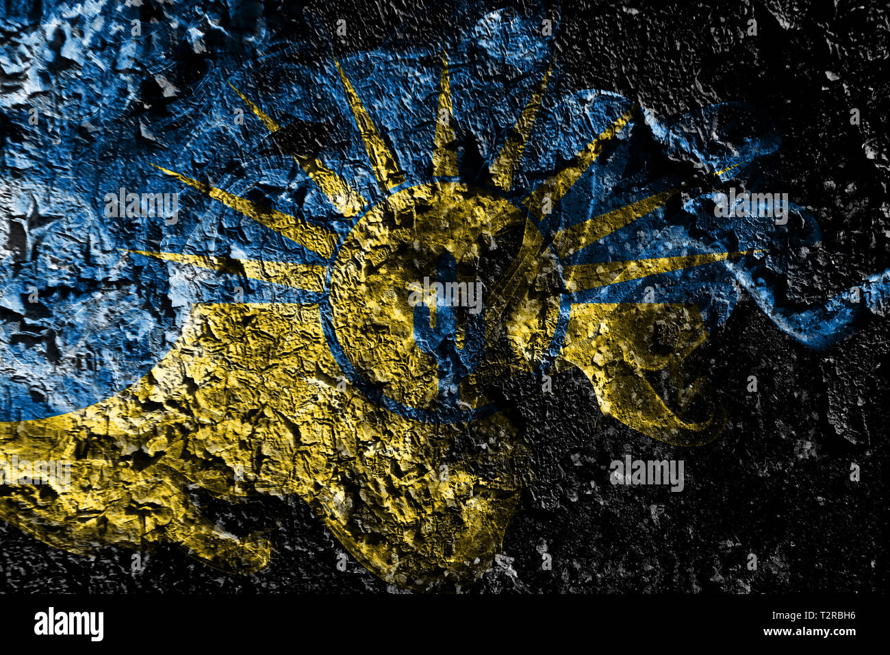 Mesa, Arizona smoky mystical flag on the old dirty wall background ...