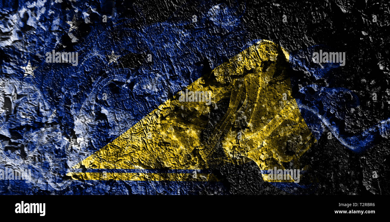 New Zealand - Tokelau smoky mystical flag on the old dirty wall ...