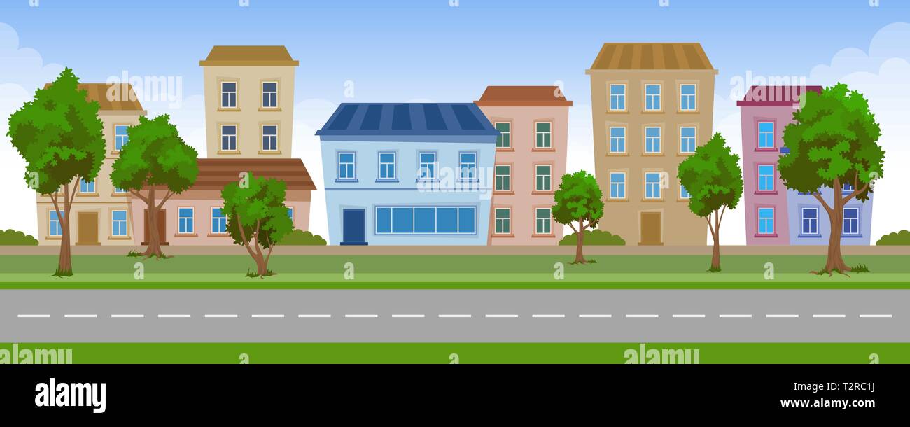 Cartoon Street With Houses
