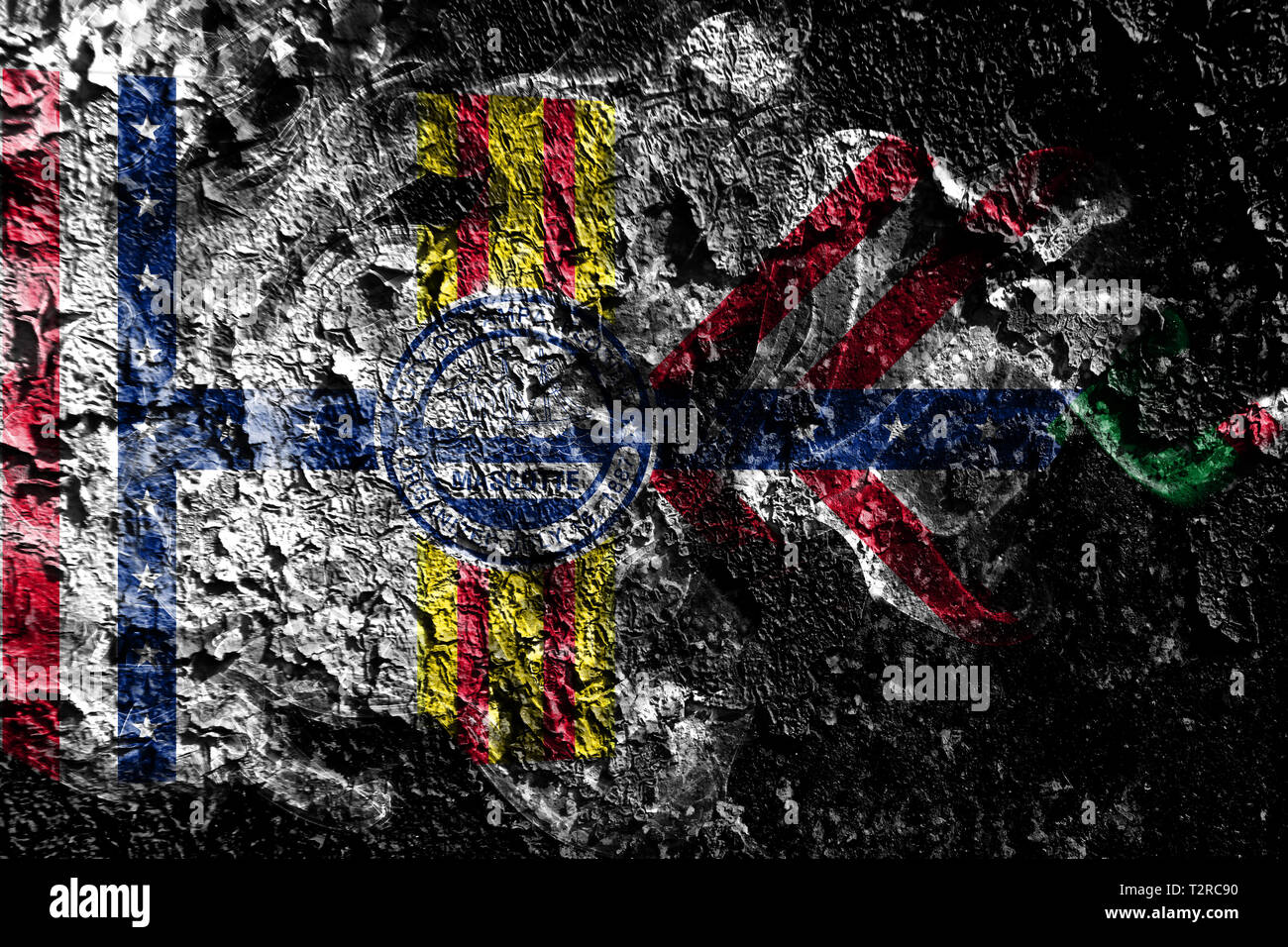 Tampa, Florida smoky mystical flag on the old dirty wall background ...
