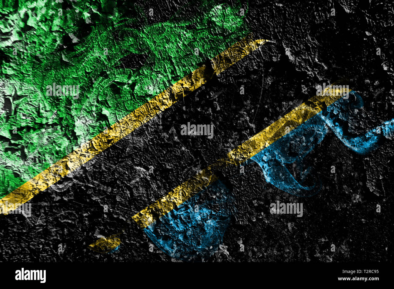 Tanzania smoky mystical flag on the old dirty wall background Stock ...