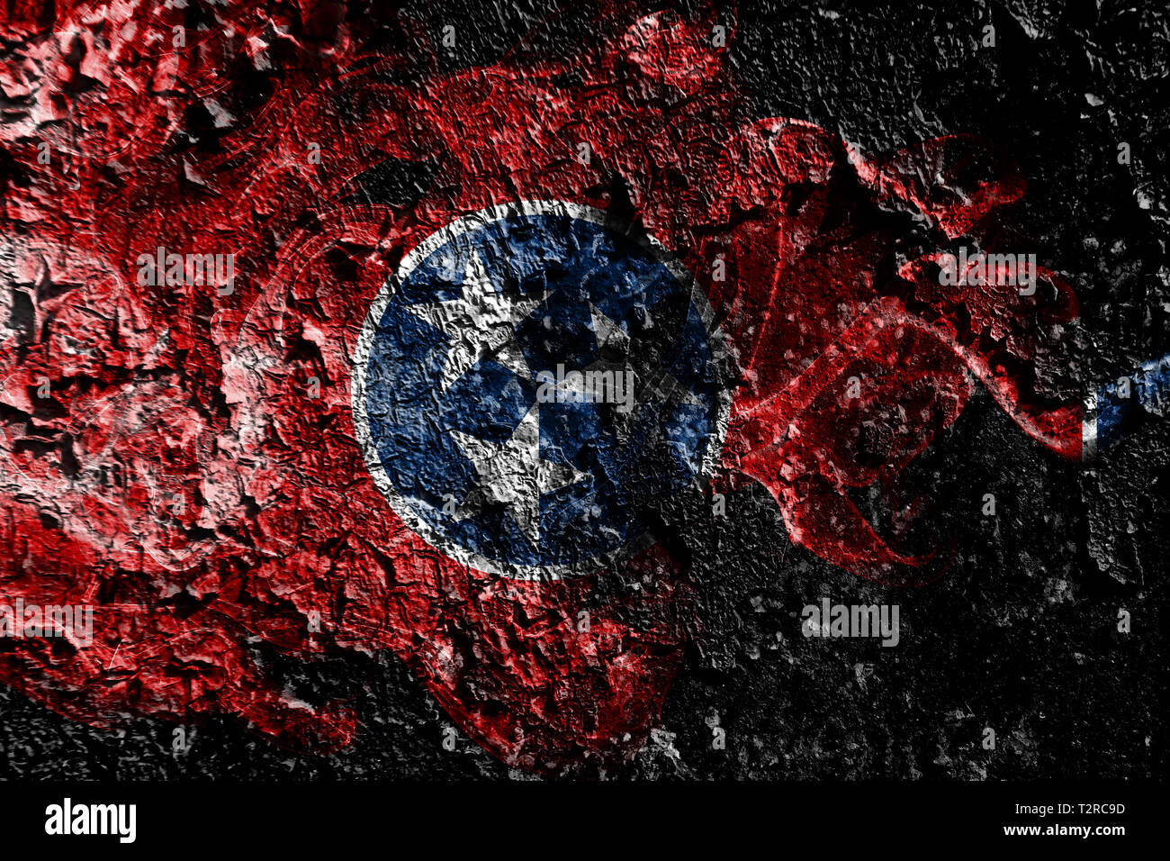 Tennessee smoky mystical flag on the old dirty wall background Stock ...